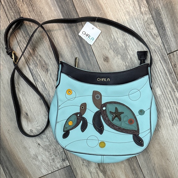 Chala | Bags | Chala Aqua Crossbody Bag With Turtle Motif | Poshmark